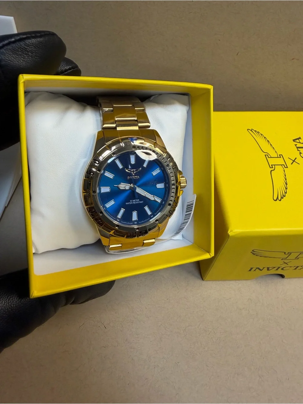 Invicta | Accessories | Invicta Goldtone Bracelet Watch With Blue ...